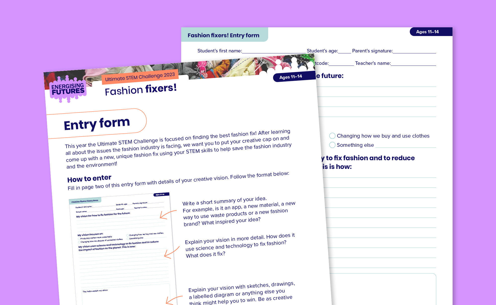 Fashion fixers (secondary): My fashion fixes sheet | Energising Futures