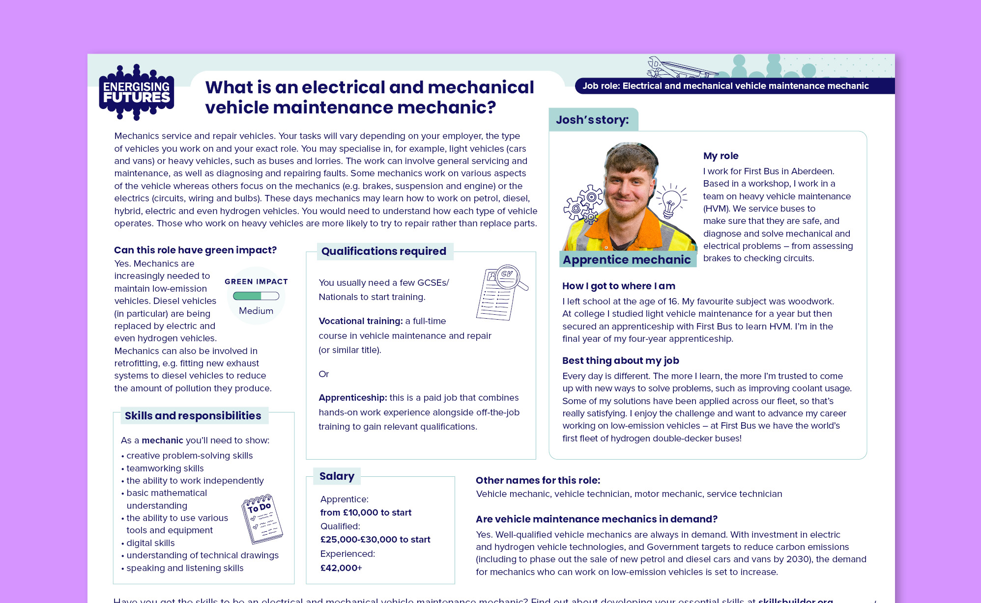 Meet a vehicle mechanic job card | Energising Futures