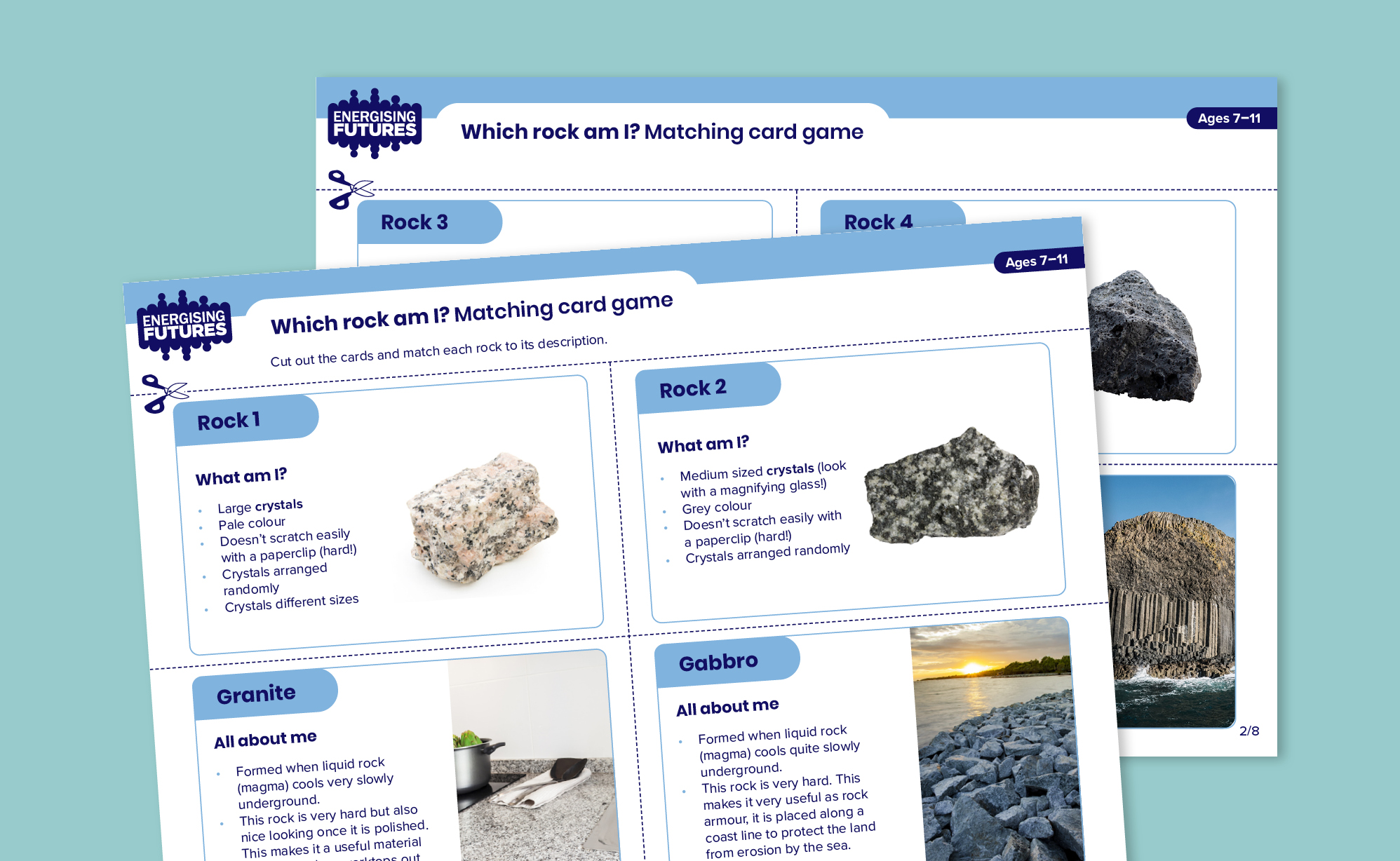 Which rock am I? matching card game | Energising Futures