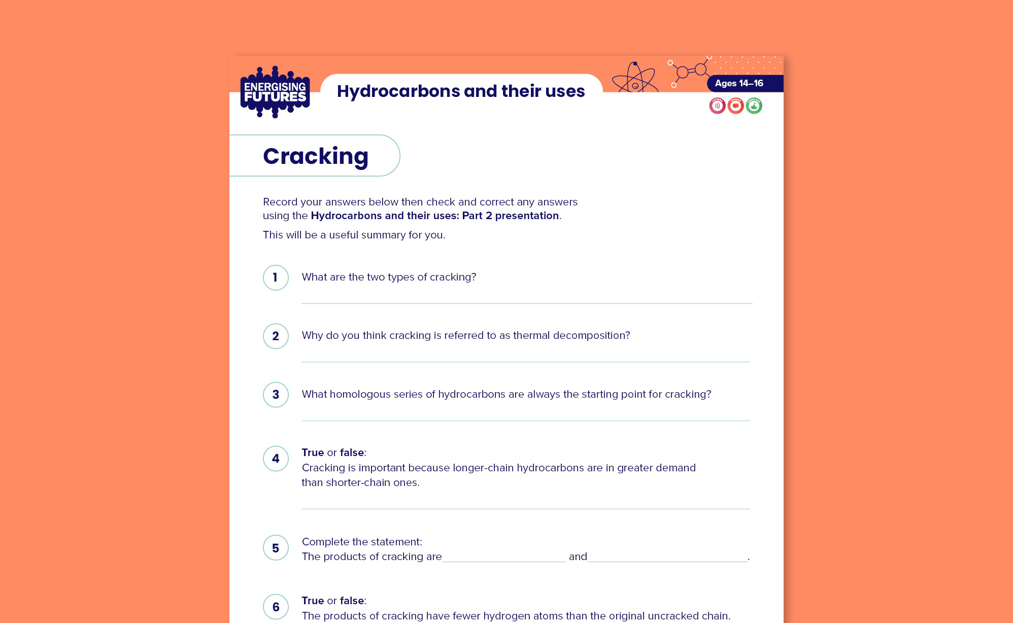 Cracking activity sheet | Energising Futures