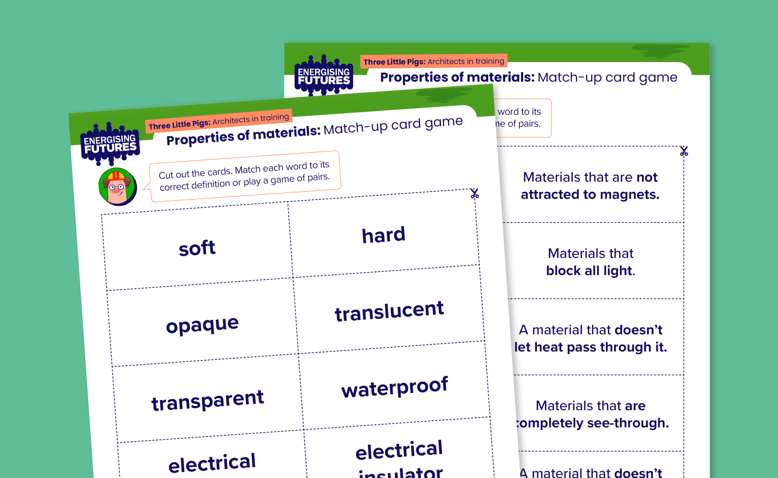 Properties of materials match-up card game | Energising Futures